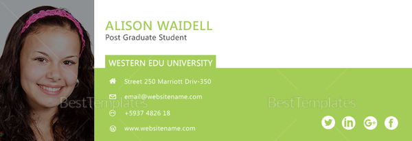 Postgraduate Student Email Signature Design Template in PSD, HTML