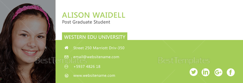 Postgraduate Student Email Signature Design Template in PSD, HTML