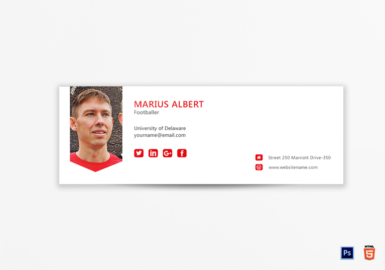 Professional Email Signature Design Template in PSD, HTML