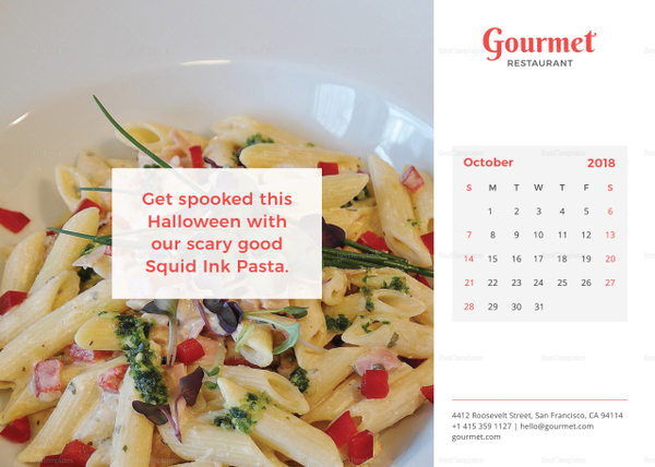 Restaurant Desk Calendar Template in PSD, Word, Publisher, Illustrator ...