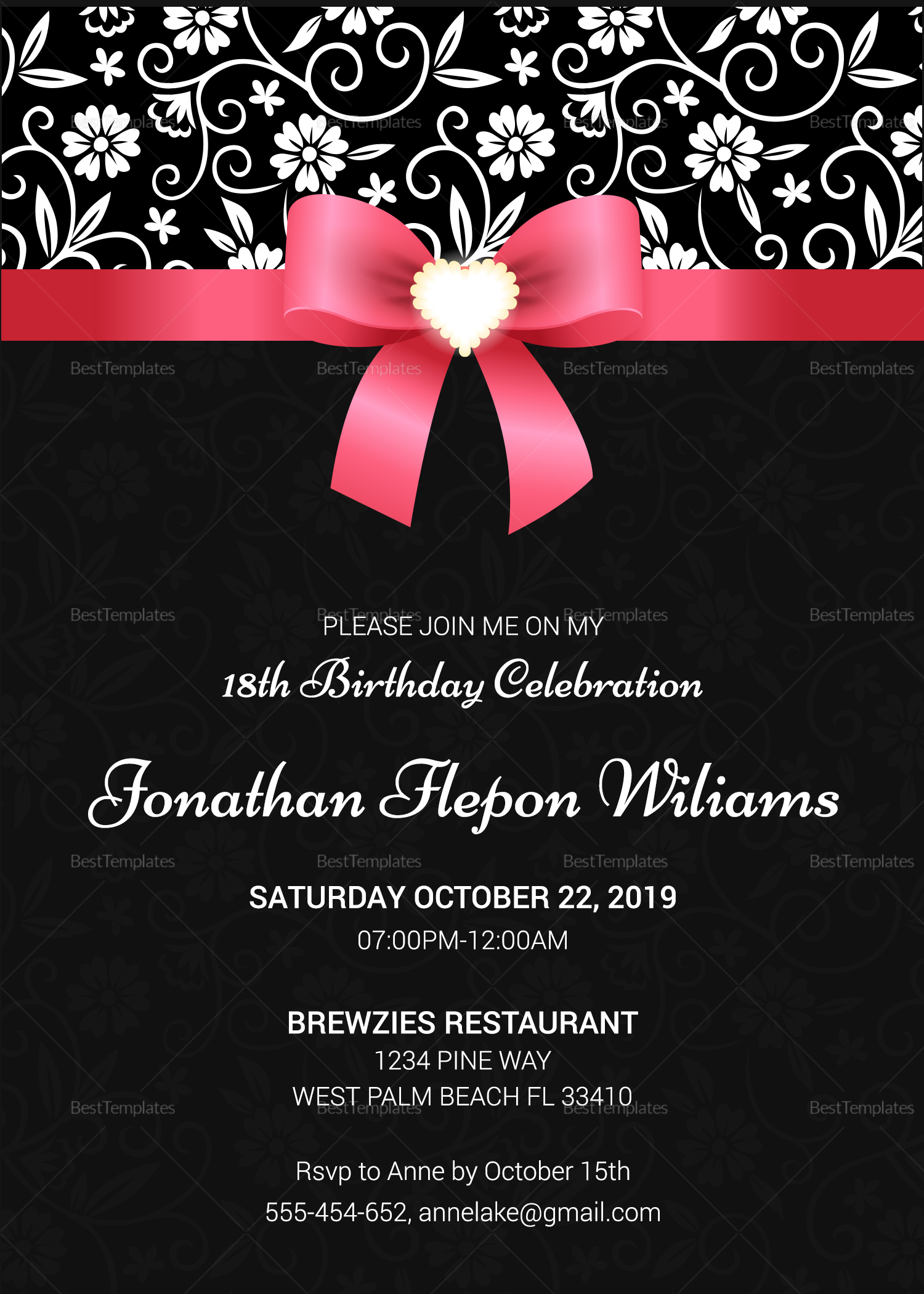 Debut Invitation Template Black And Pink TUTORE ORG Master Of Documents