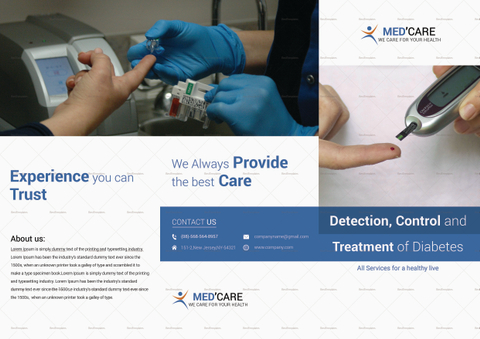 Diabetes Brochure Trifold Design Template in Word, PSD, Publisher