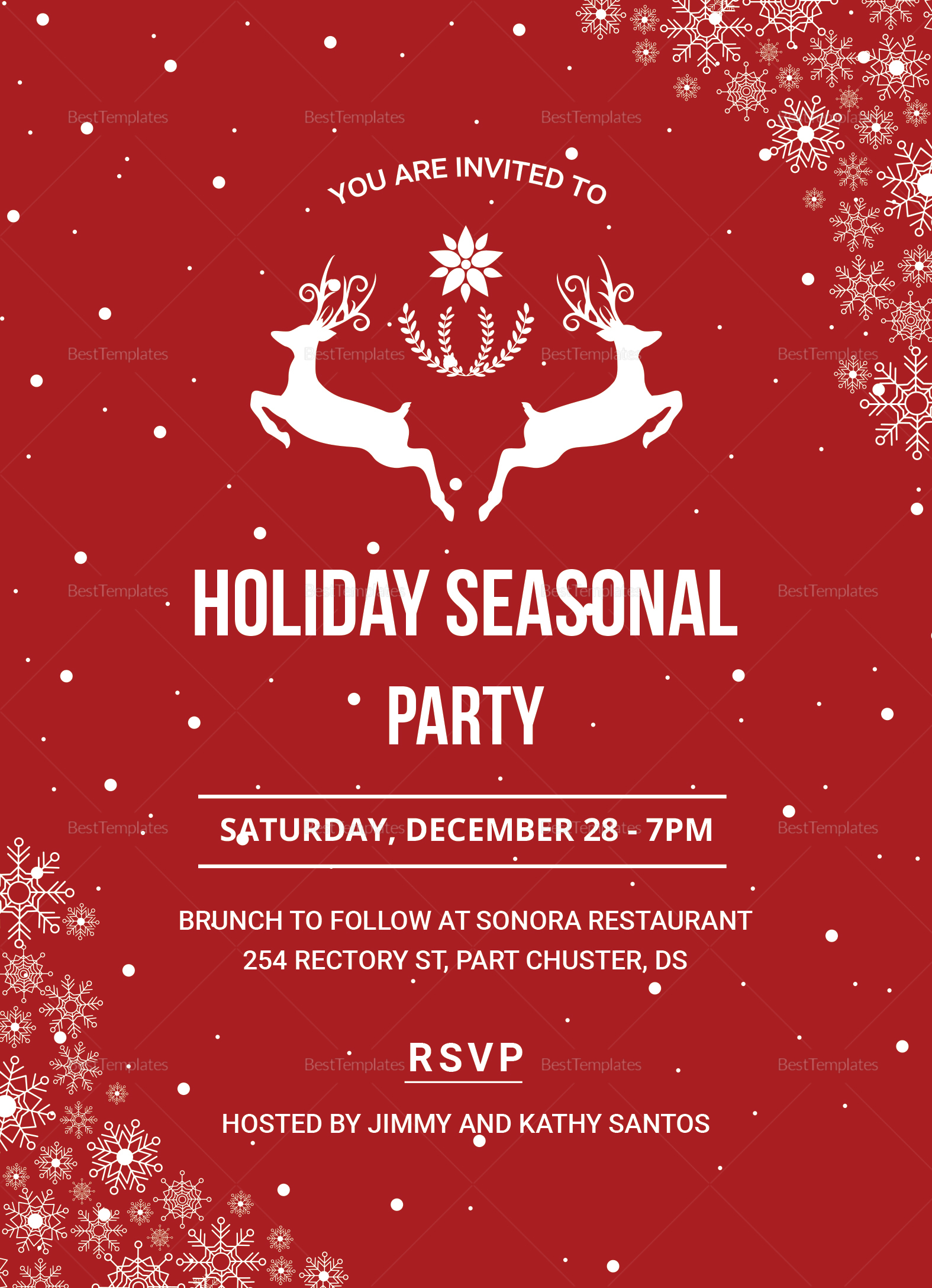 Festive Holiday Party Invitation Design Template In PSD Word Publisher
