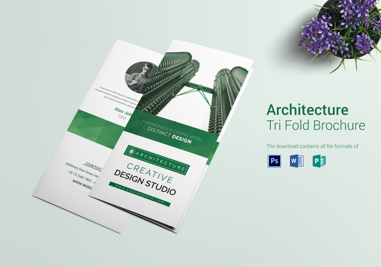 Architecture & Interior Designer Tri Fold Brochure Design Template in ...