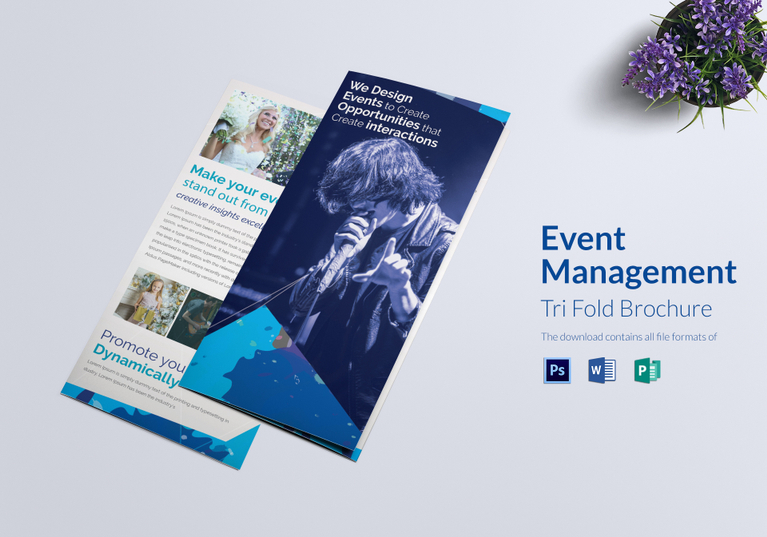 Event Management Tri Fold Brochure Design Template in Word, PSD, Publisher