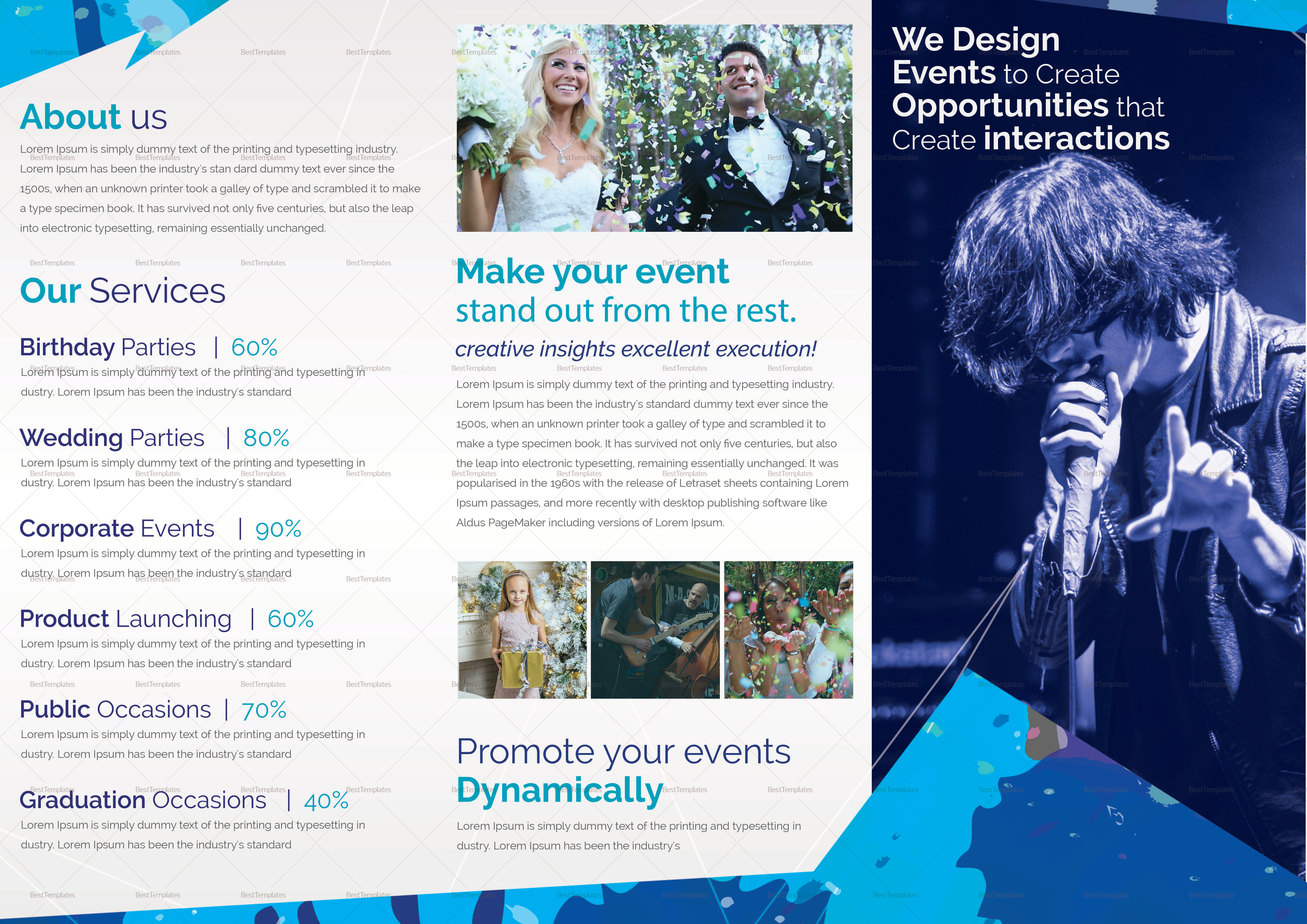 Event Management Tri Fold Brochure Design Template In Word PSD Publisher