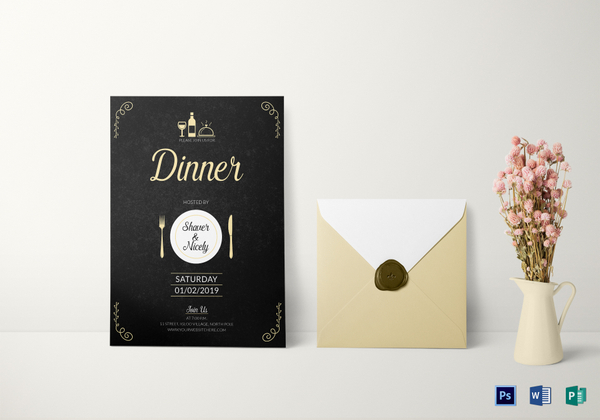 Dinner Invitation Card Design Template in Word, PSD, Publisher