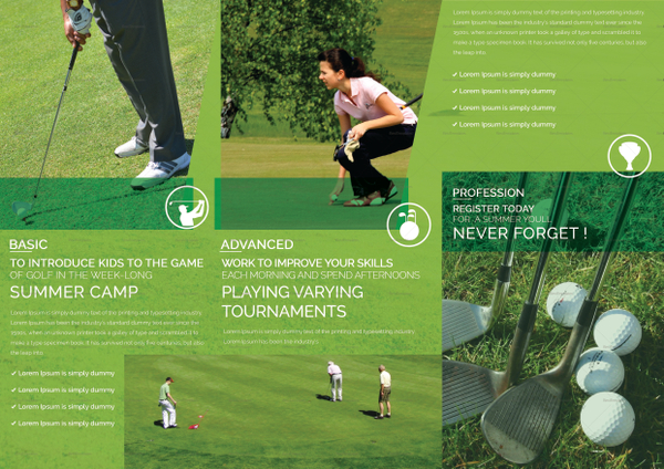 Golf Tournament Tri Fold Brochure Design Template in Word, PSD, Publisher