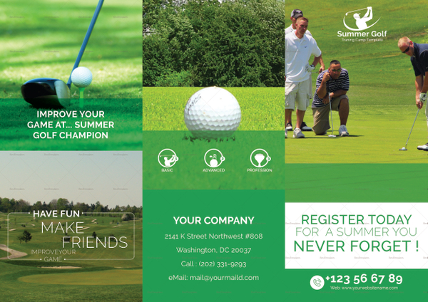 Golf Tournament Tri Fold Brochure Design Template in Word, PSD, Publisher