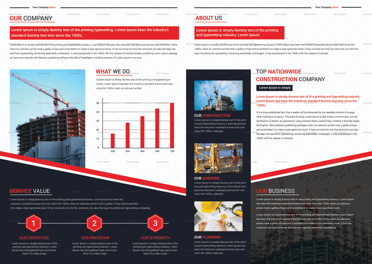 Construction Brochure Design Template in Word, PSD, Publisher
