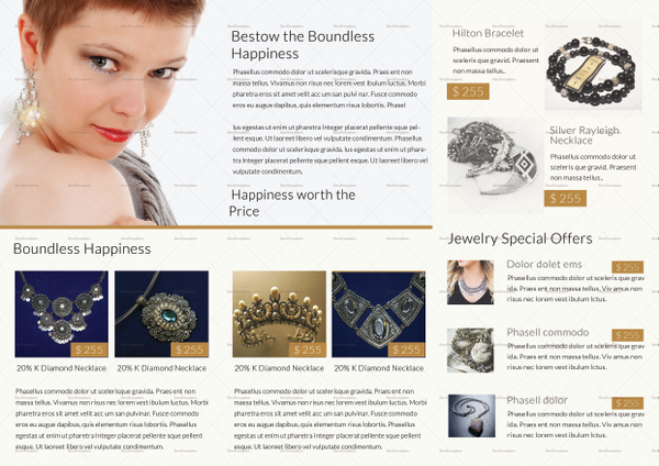 Jewellery Tri Fold Brochure Design Template in PSD, Publisher, Word