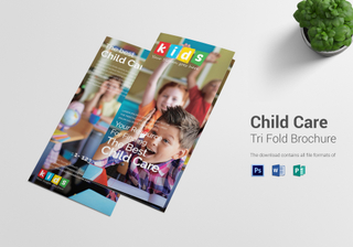Child Care Tri Fold Brochure Design Template in Word, PSD, Publisher