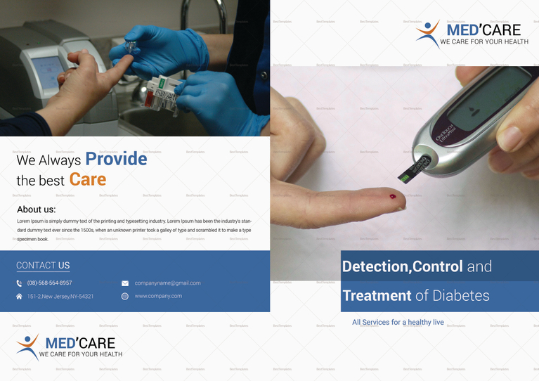Diabetes Bi Fold Brochure Design Template in Word, PSD, Publisher