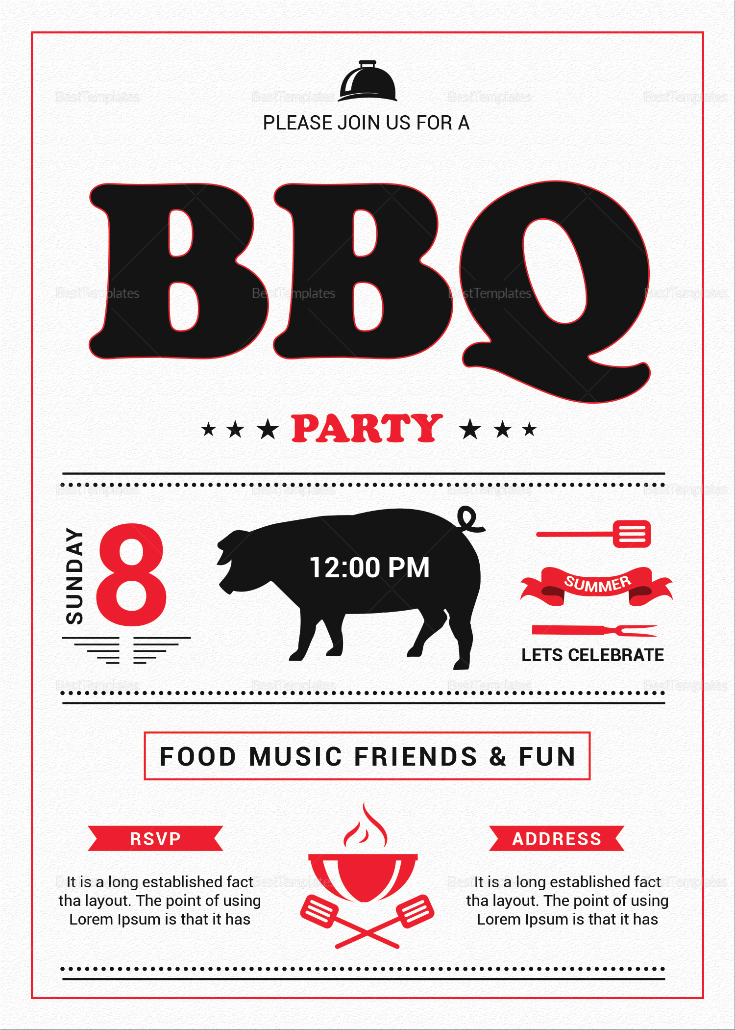 Tasty Barbecue Lunch Invitation Design Template in PSD, Word, Publisher