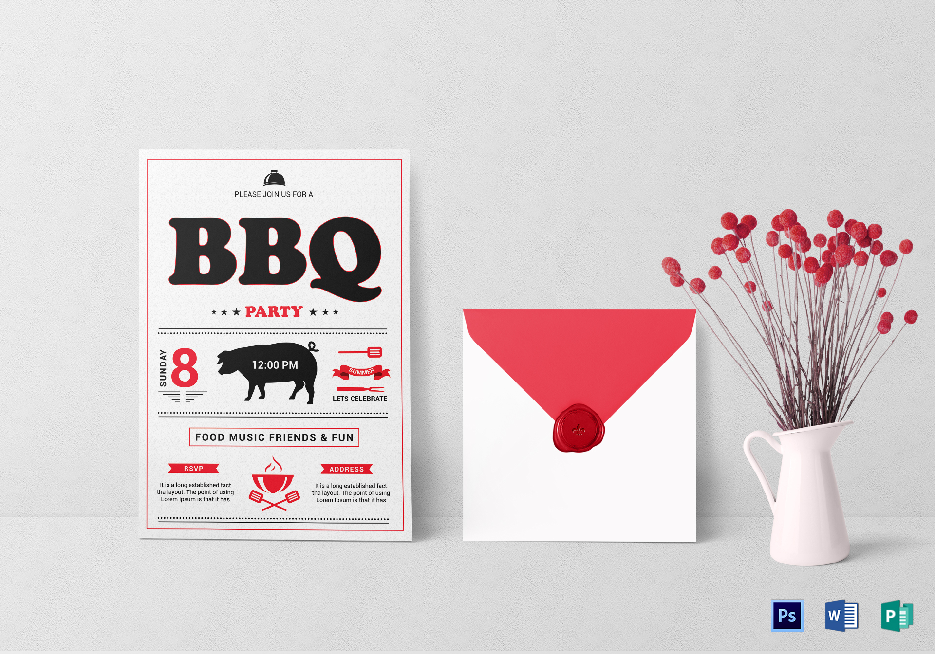 Tasty Barbecue Lunch Invitation Design Template in PSD, Word, Publisher