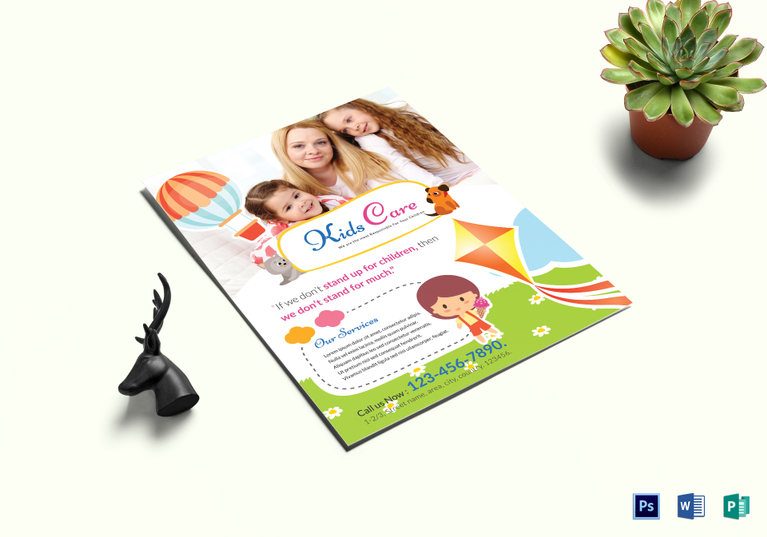 Kids Care Center Flyer Design Template in Word, PSD, Publisher