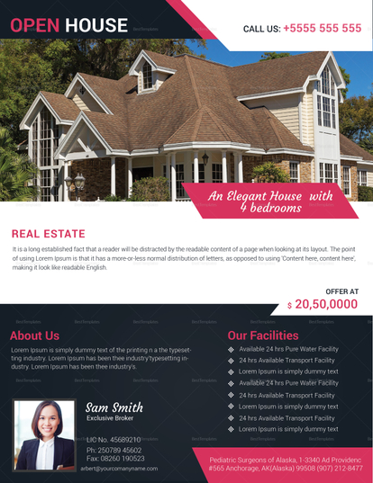 Realtor Open House Flyer Design Template in Word, PSD, Publisher