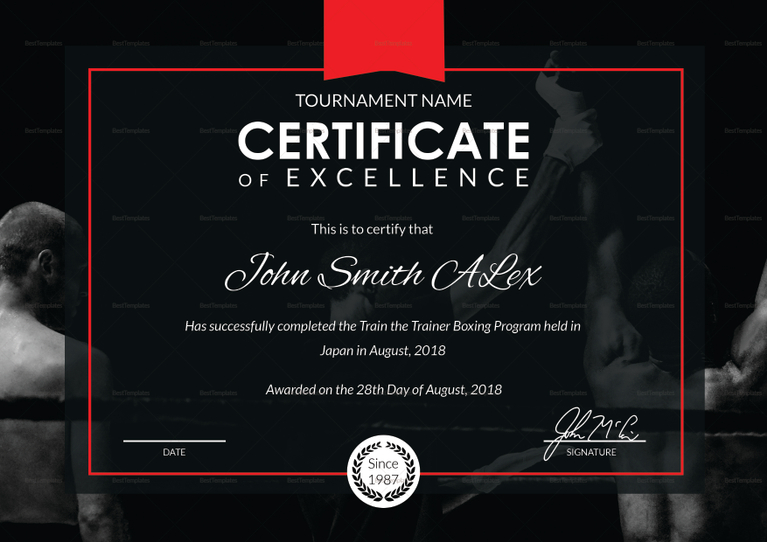 Certificate of Boxing Design Template in PSD, Word
