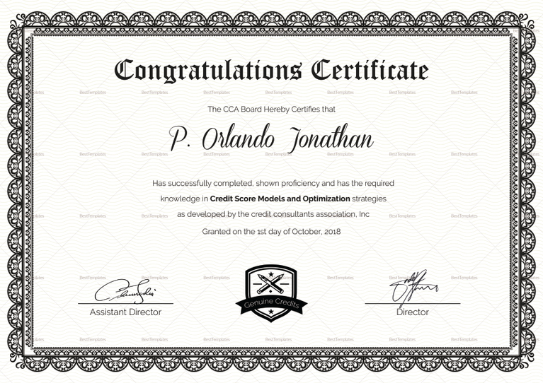 Congratulations Certificate Design Template in PSD, Word