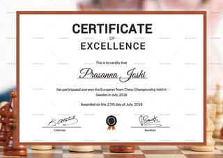 Chess Certificate Design Template in PSD, Word