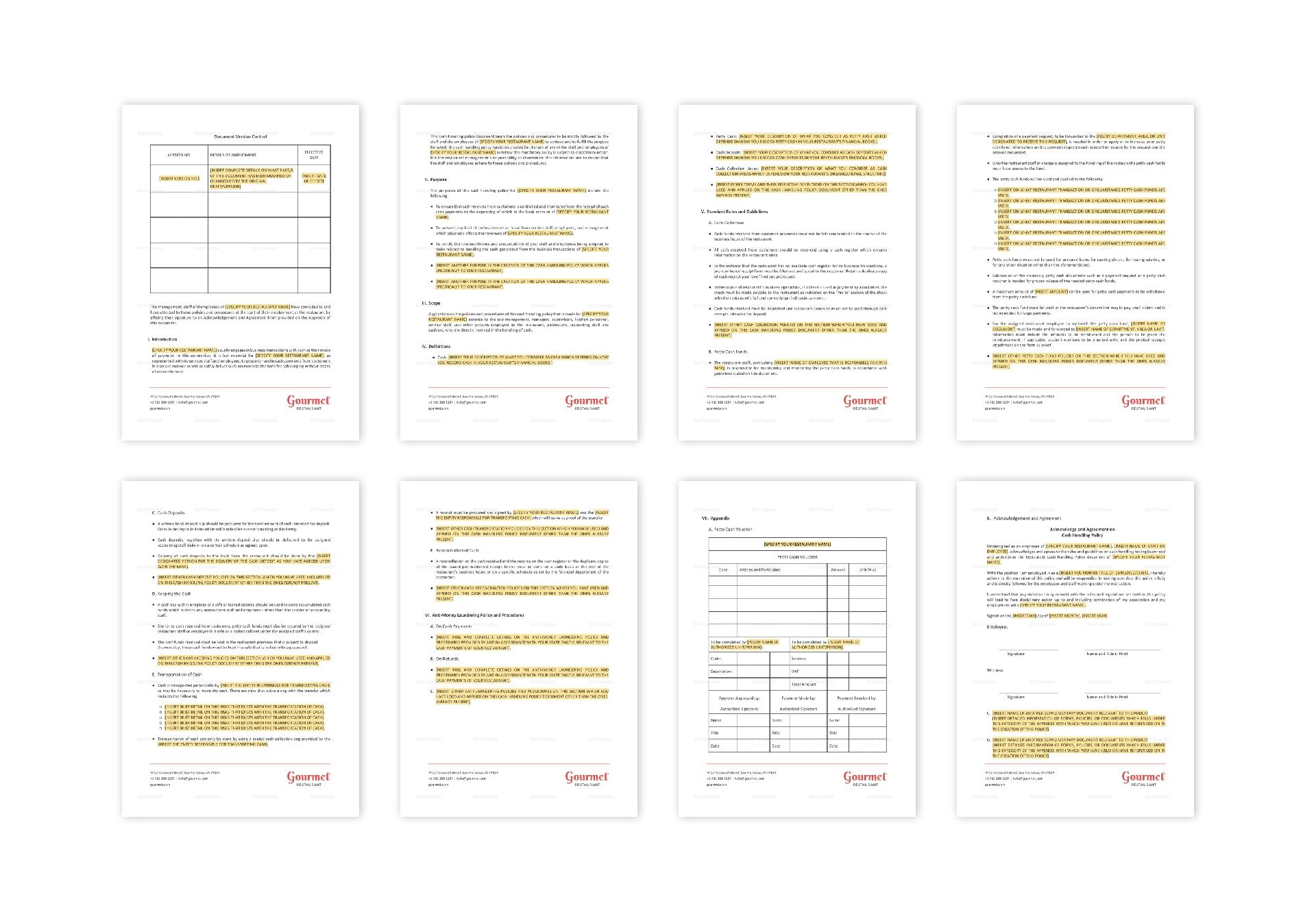 Restaurant Cash Handling Policy Template In Word Apple Pages Restaurant Cash Handling Policy Template In Word Apple Pages