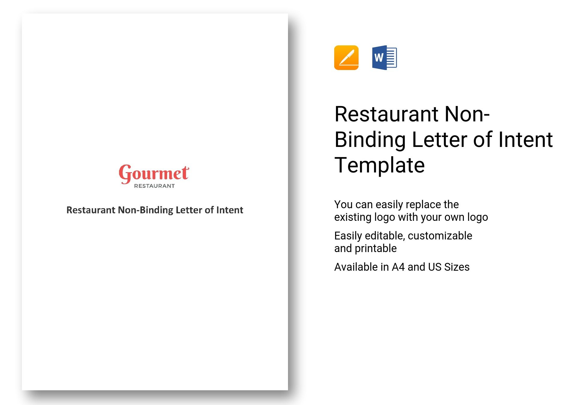 Restaurant Non Binding Letter Of Intent Template In Word Apple Pages