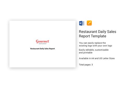 Restaurant Daily Sales Report Template in Word, Apple Pages