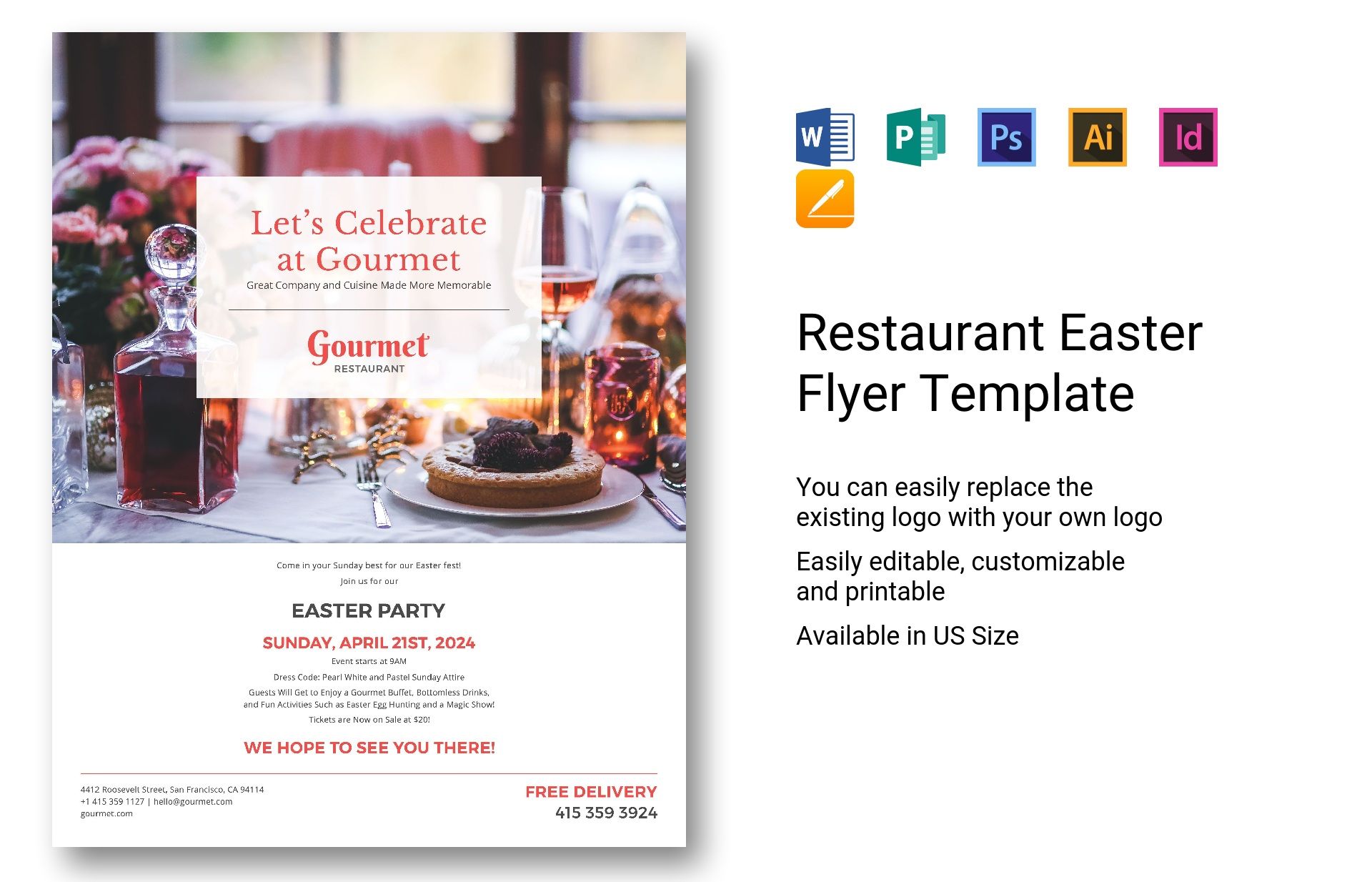 Restaurant Easter Flyer Template in PSD, Word, Publisher, Illustrator ...