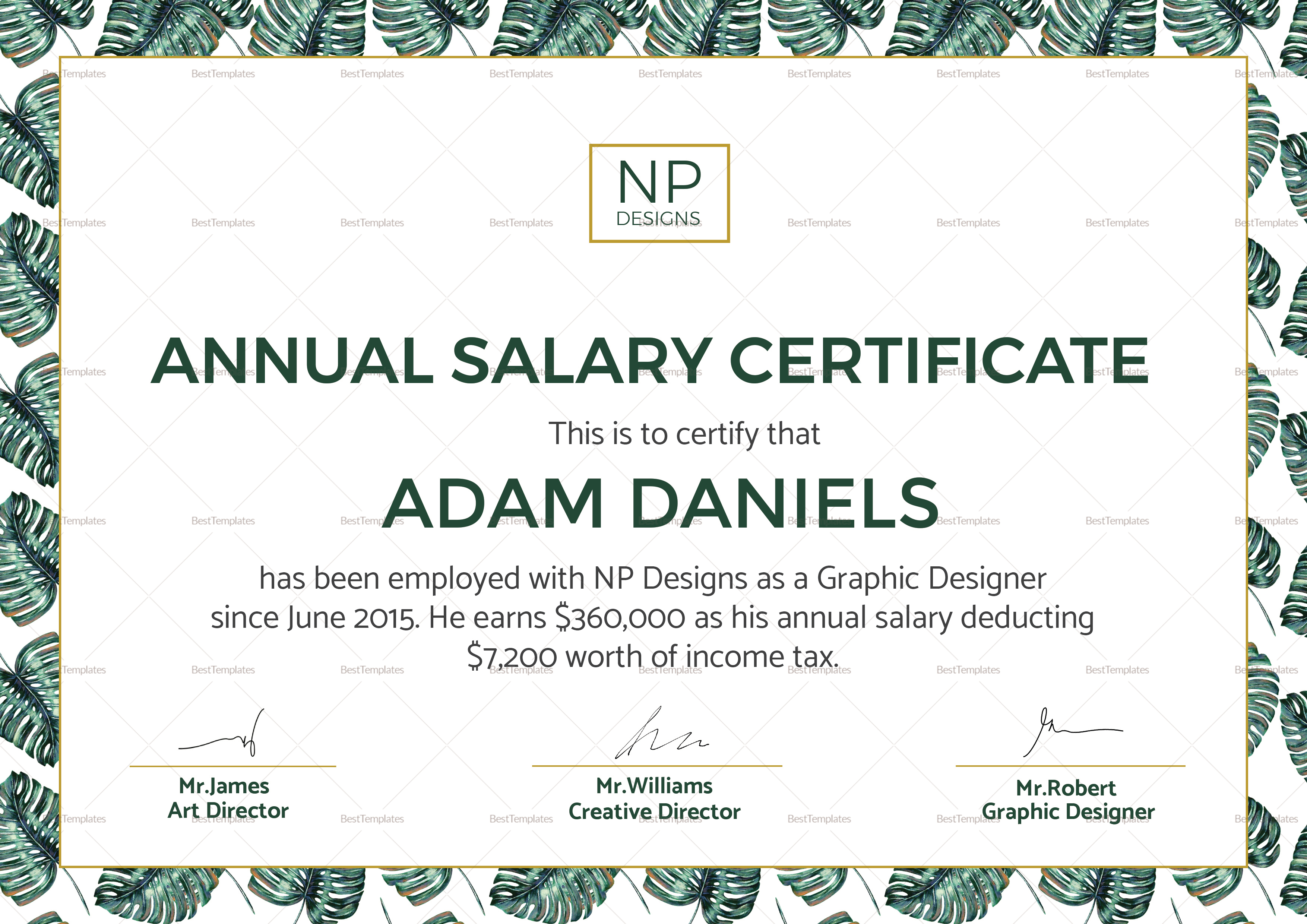 Salary Certificate 27+ Editable Salary Certificate Templates In MS