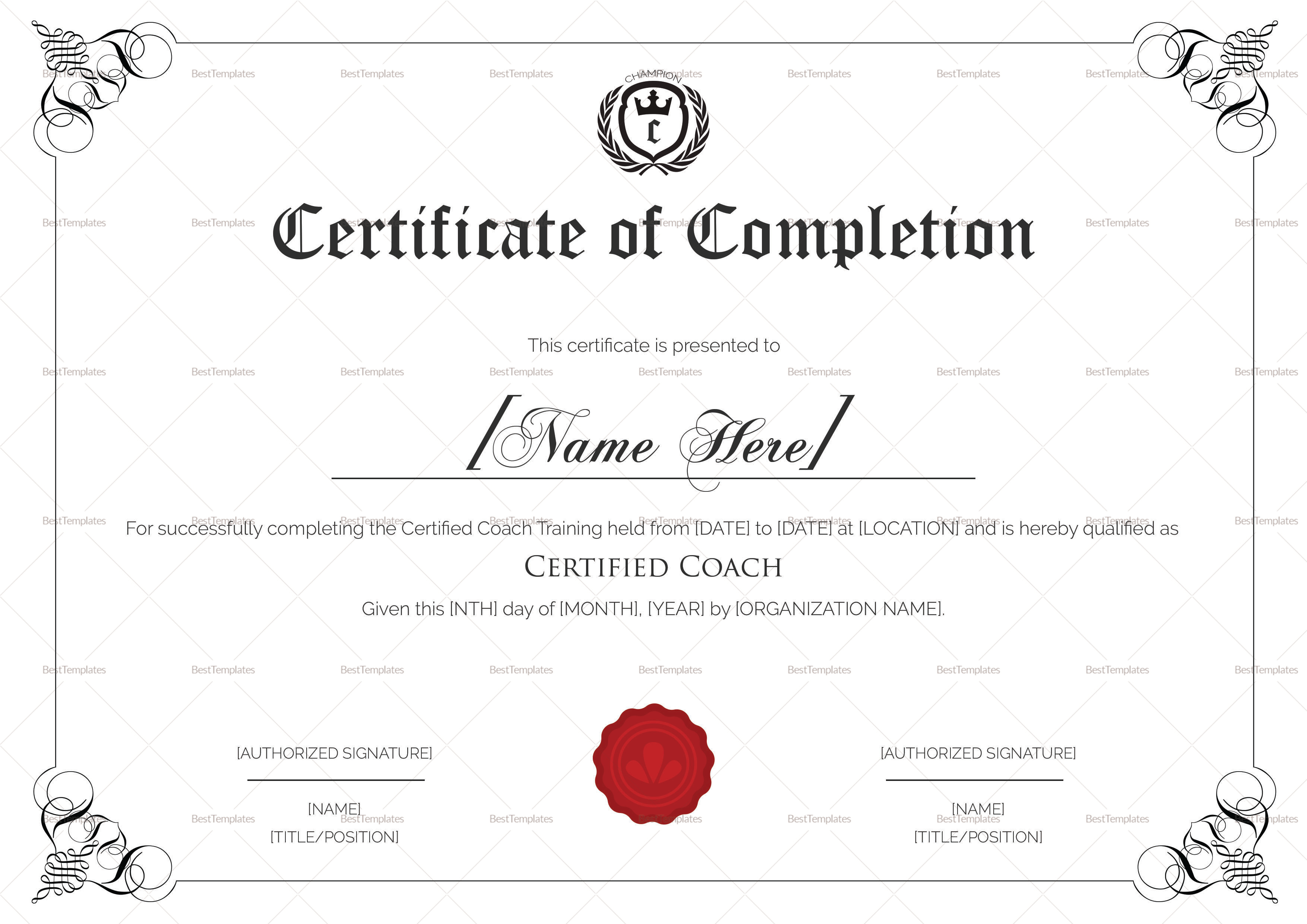 Certificate Templates For A Football Coach Certificates Of Achievement