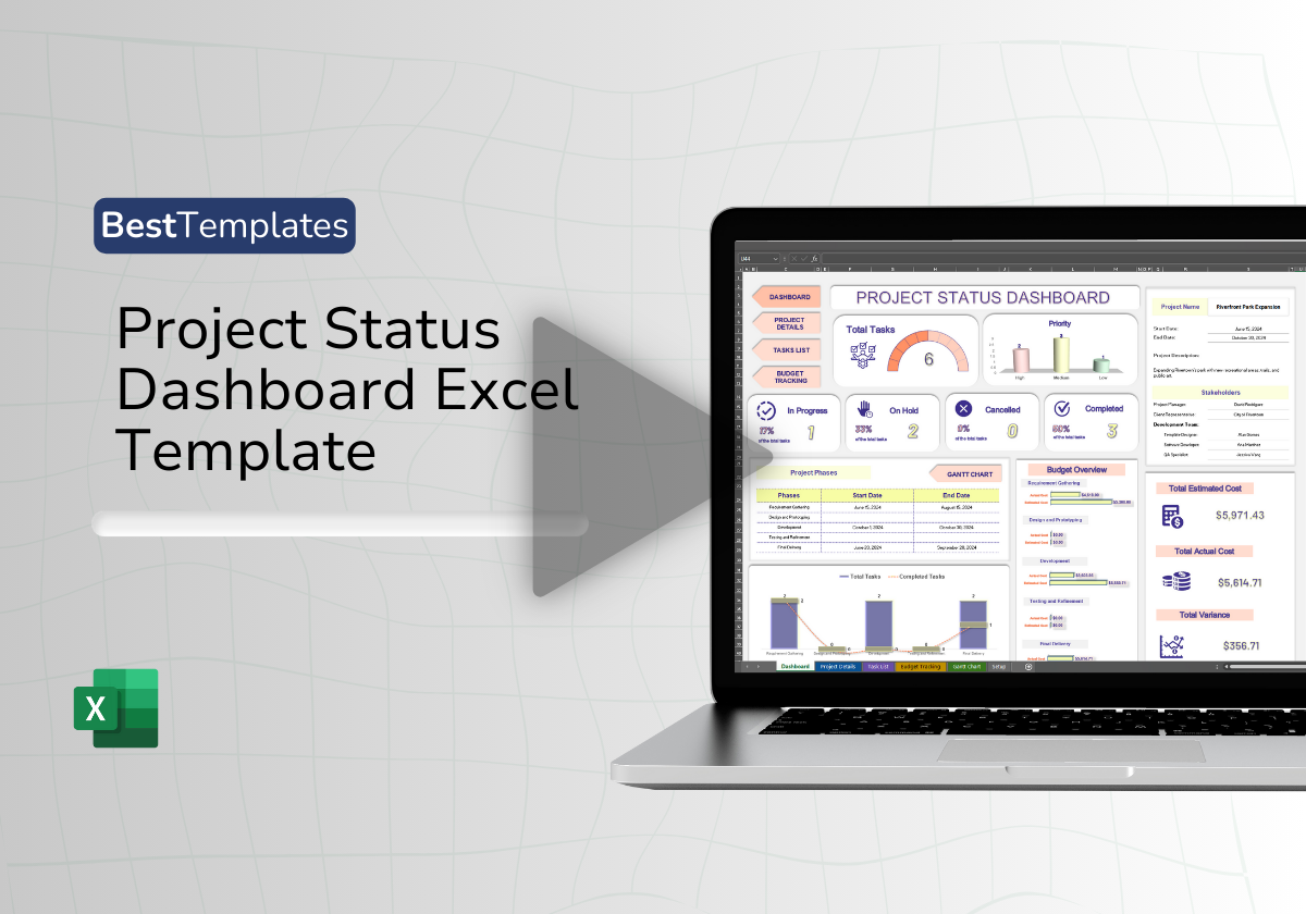 Project Status Dashboard Software Microsoft Excel Template And Software
